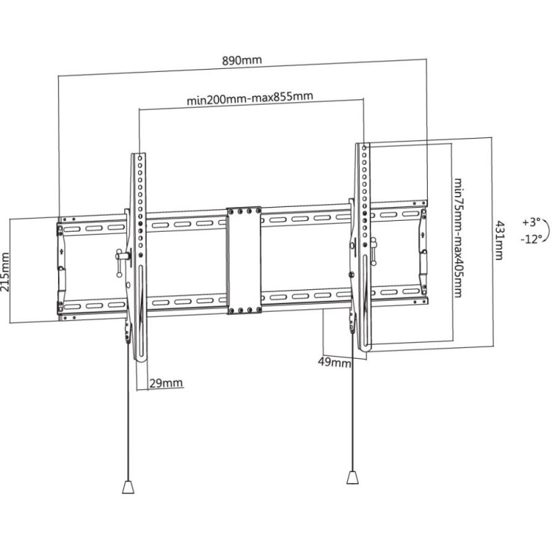 Techly ICA-PLB 590 Soporte para TV 90" VESA 800x400 Max 70Kg Negro ...
