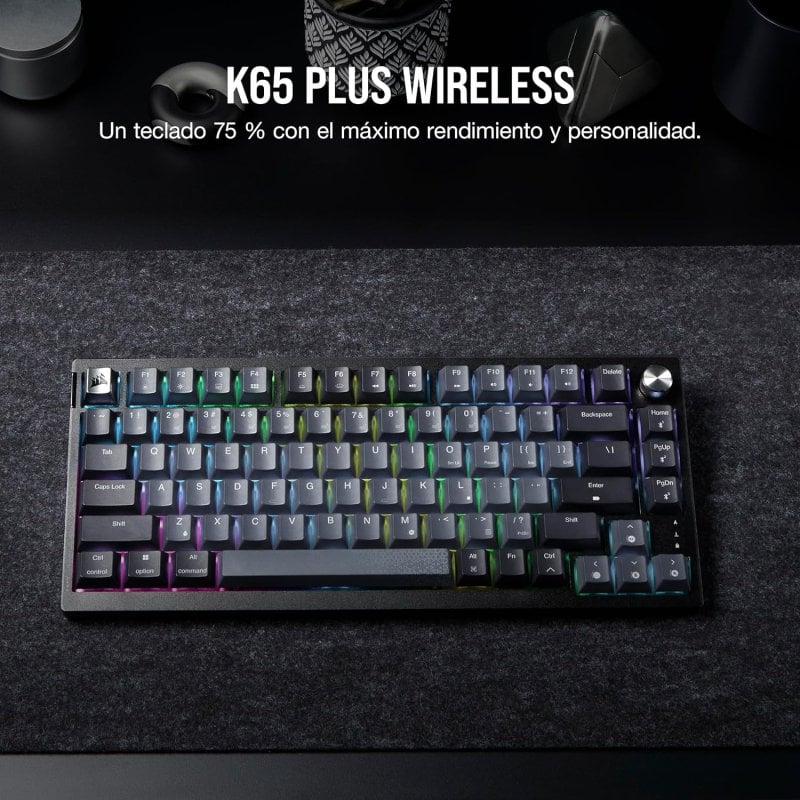 Corsair K65 PLUS WIRELESS 75% Teclado Mecánico Inalámbrico Gaming Hot Swapped MLX Red ...