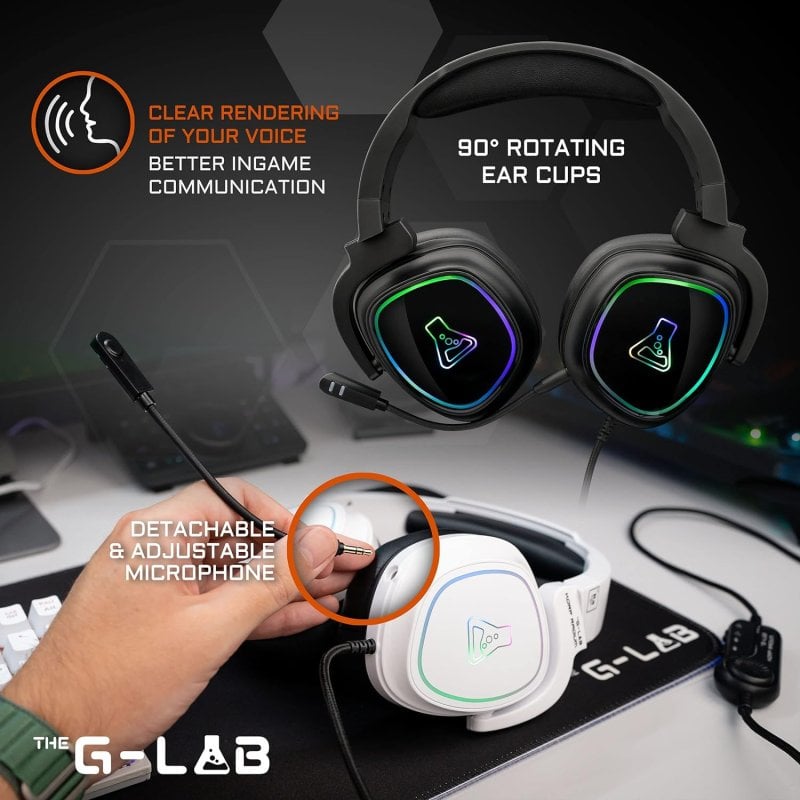 G-Lab Korp Radium Auriculares Gaming RGB Multiplataforma Blancos ...