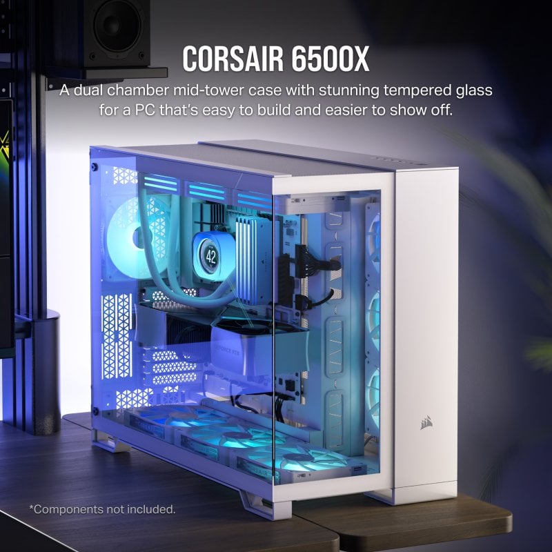Corsair 6500X Semitorre ATX Doble Cristal Templado USB-C Blanca ...