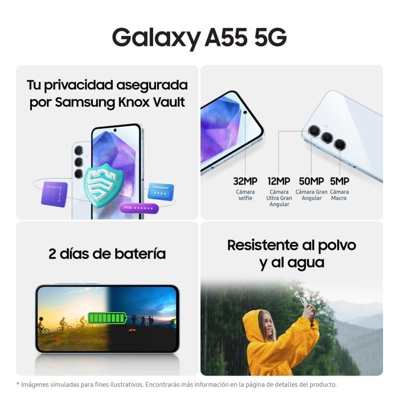 Samsung Galaxy A55 5G 8/256GB Violeta Libre | PcComponentes.com