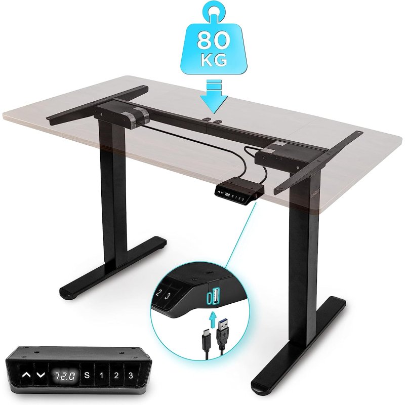 Duronic TM61 BK Marco de Escritorio Eléctrico Ajustable 72-120cm ...
