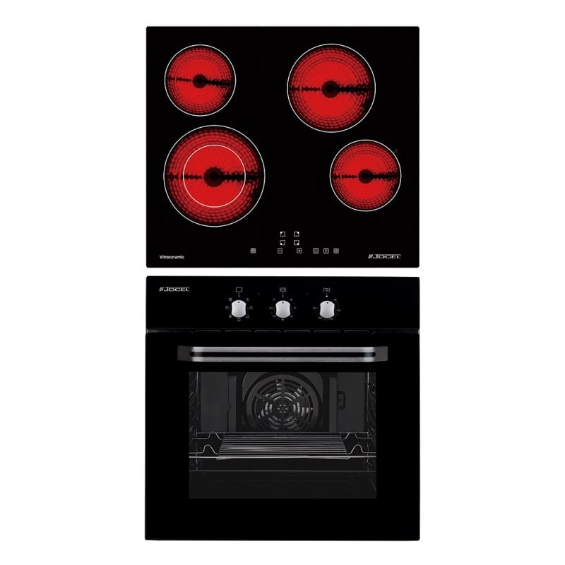Jocel JPK4EV200150 Conjunto Placa Vitrocerâmica + Forno Elétrico 73L Encastráveis Pretos Classe ...
