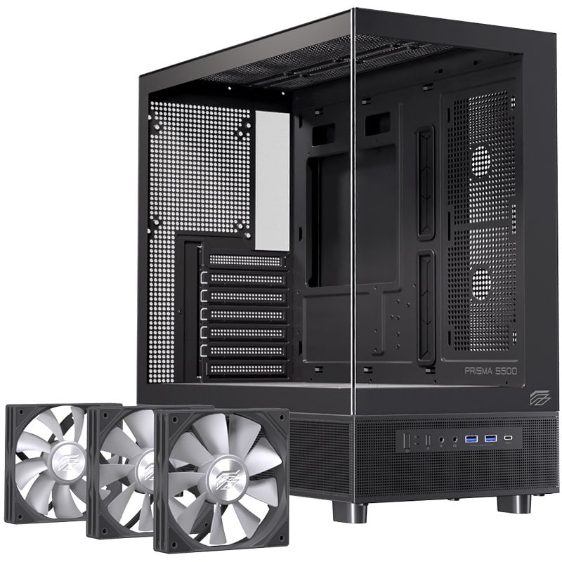 Torre PC Caja PC Einarex Prisma S500 RGB Black Soporte 9 Ventiladores ...
