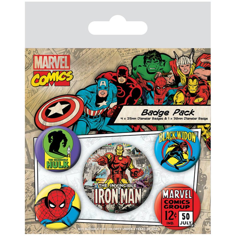 Pack de badges Pyramid Marvel, 5 unités métalliques avec épingles de ...