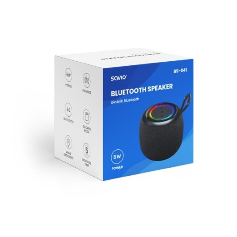 Colunas de som portáteis Savio Bluetooth 5.0 de 5 W com leitor de ...
