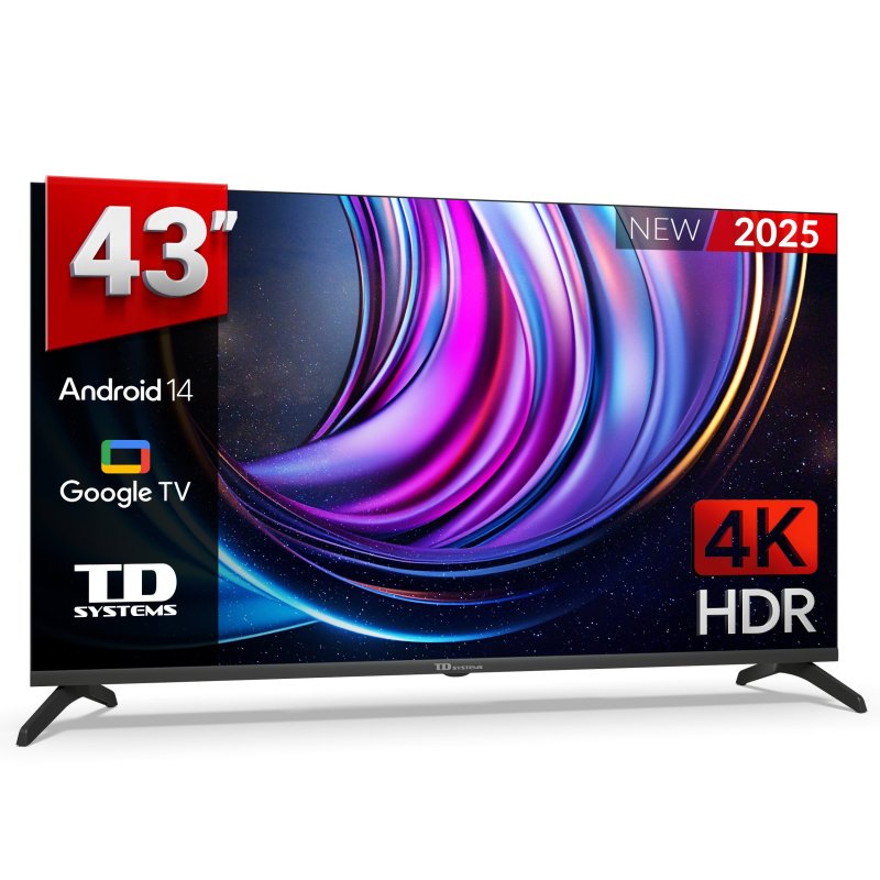TV TD SYSTEMS M43C21GLE 43" DLED 4K Ultra HD HDR10 Chromecast Google TV Android 14 Asistente de ...