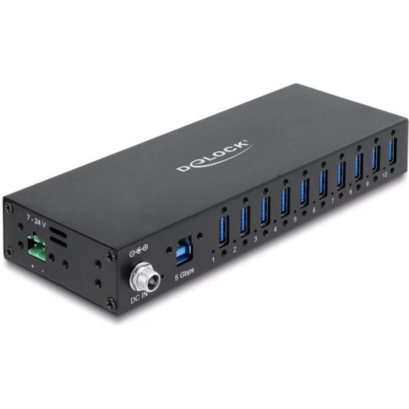 Hub Delock 10 puertos USB 5 Gbps modelo 60792 con montaje industrial ...