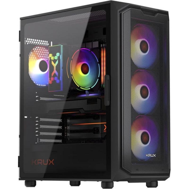 Torre PC Caja PC Krux Orona Torre Midi Mesh Front ARGB Panel Vidrio ...