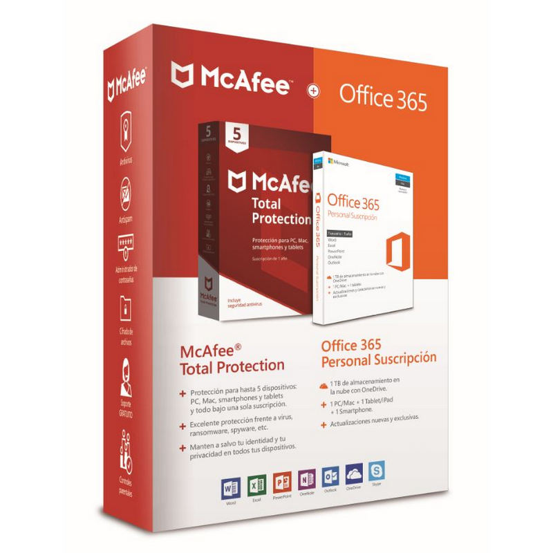 Bundle Office 365 Personal + McAfee Global Protection 5 Licencias Bundle Office 365 Personal + McAfee Global Protection 5 Licencias