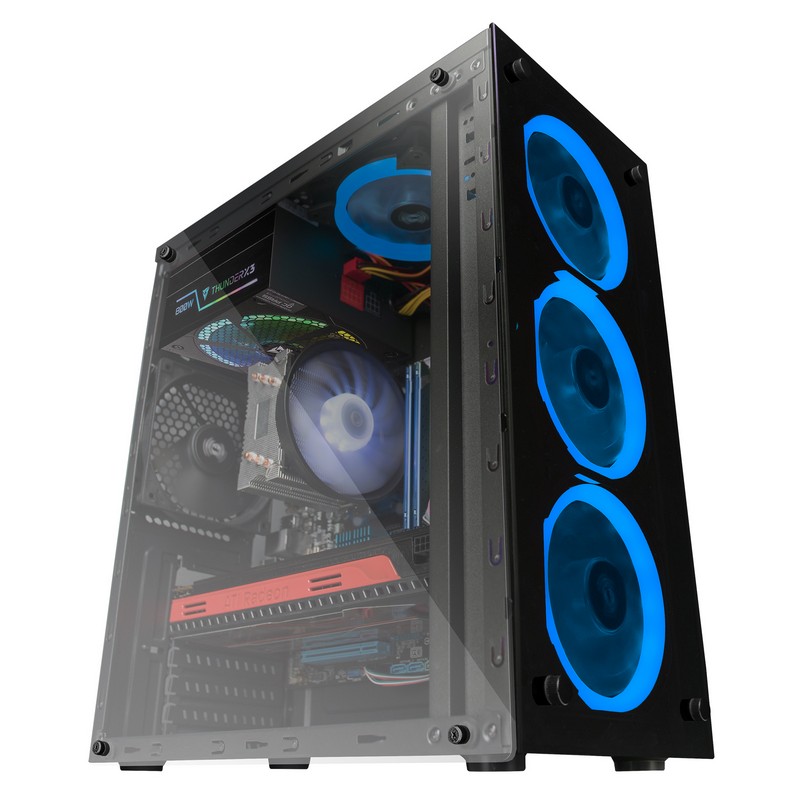 Caixa Mars Gaming MCG Azul Vidro Temperado USB 3.0 | PcComponentes.pt
