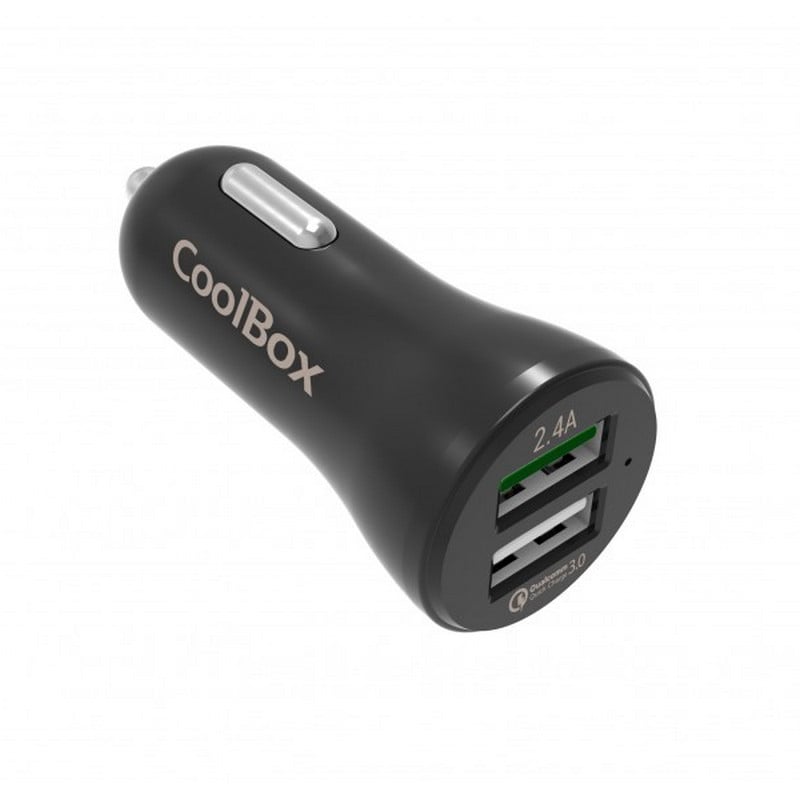 CoolBox Cargador para Coche 2x USB con Carga Rápida Negro