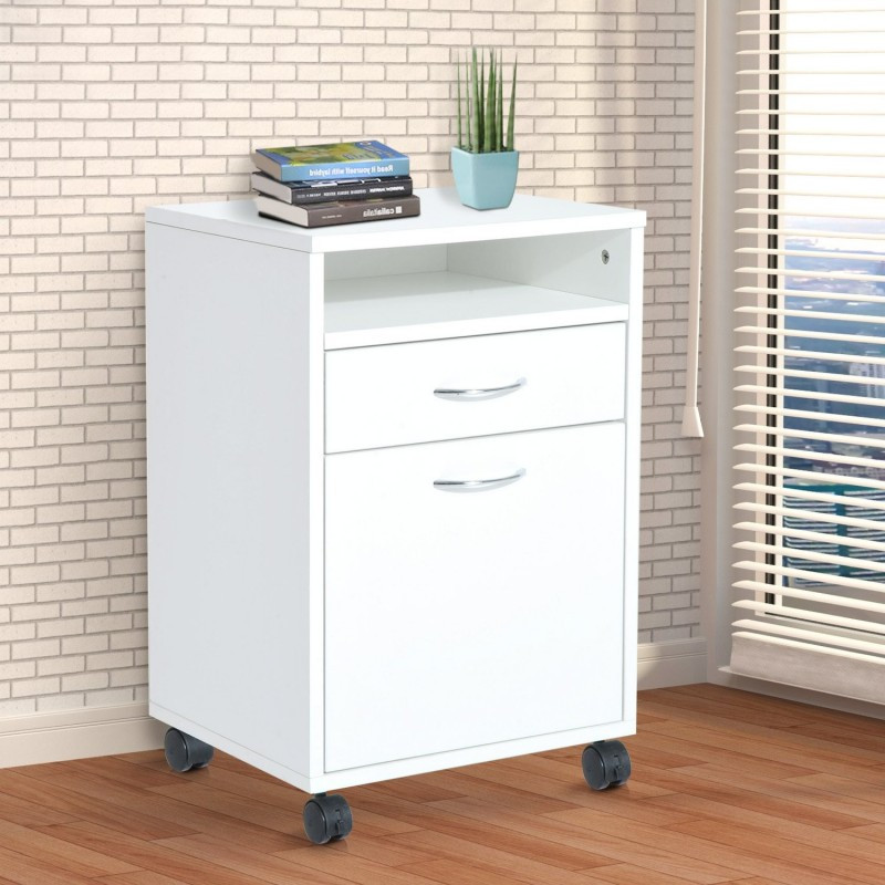 Homcom Cajonera con Ruedas y 2 Cajones de Madera Blanca | PcComponentes.com