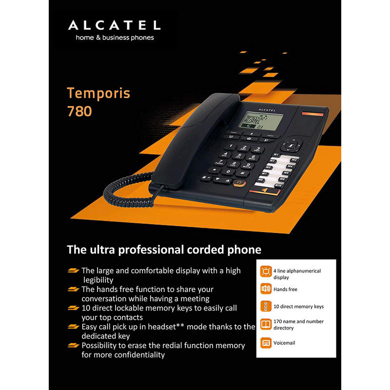 Alcatel Temporis 780 Telefone Fixo Preto | PcComponentes.pt