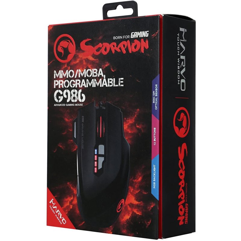 Scorpion MA-G986 Ratón Gaming RGB 8000 DPI Negro | PcComponentes.com