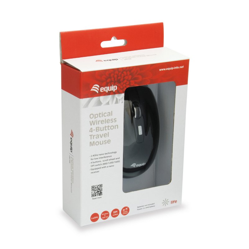 Equip Life Mini Ratón Óptico Inalámbrico 1600 DPI Negro | PcComponentes.com