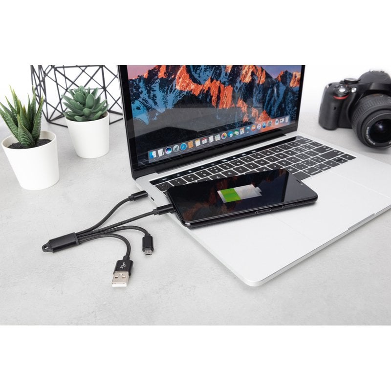 Digitus Cable 3 en 1 USB 2.0 a Lightning/Micro USB/USB-C 15cm Negro ...