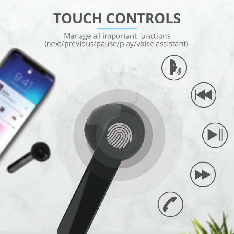 Trust Primo Touch Auriculares Bluetooth Negros | PcComponentes.com