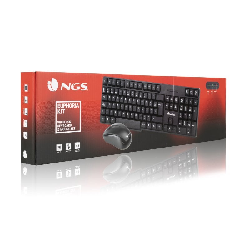 NGS EUPHORIA KIT clavier Souris incluse RF sans fil QWERTY Anglais Noir ...