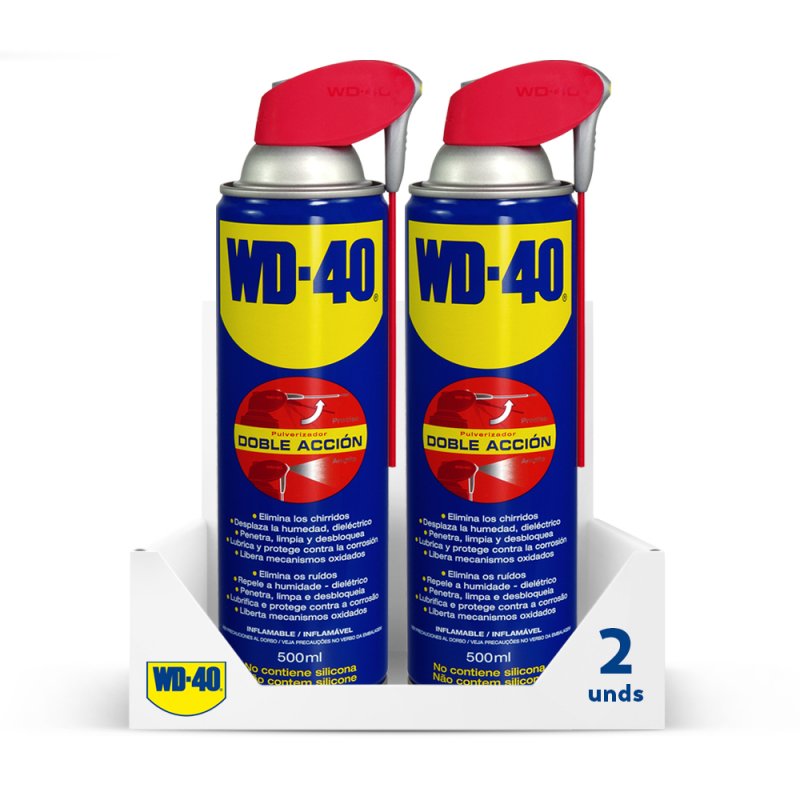 WD-40 Pack 2 Spray Lubricantes Doble Acción 500ml | PcComponentes.com