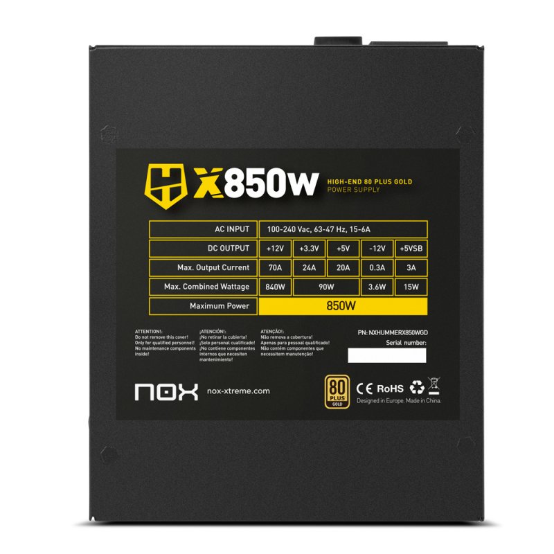 NOX Hummer X Gold Edition 850W 80 Plus Gold Full Modular ...