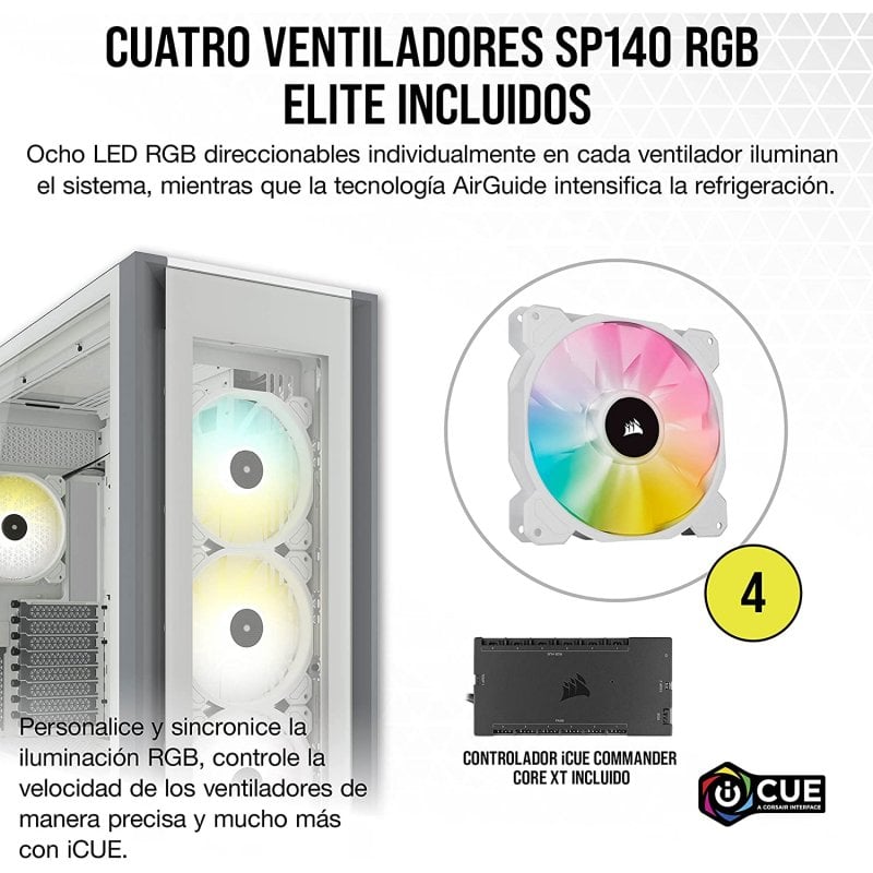Corsair iCUE 7000X RGB Verre Trempé USB 3.0 Blanc | PcComponentes.fr