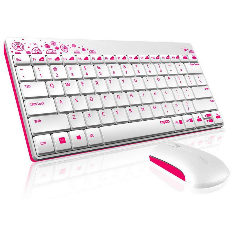 Rapoo 8000 Teclado + Ratón Wireless Blanco/Rosa |PcComponentes