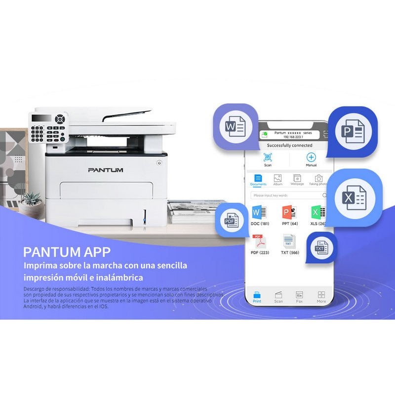 Pantum M7200FDW Impresora Multifunción Láser Monocromo Dúplex WiFi Fax ...