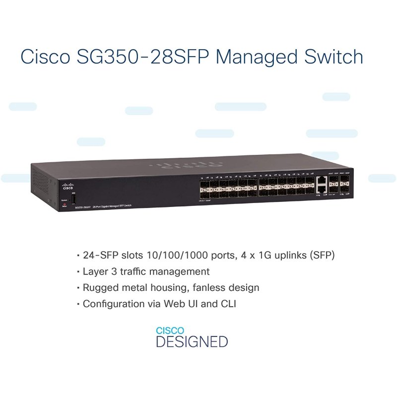 Cisco SG350-28SFP Switch de Red 28 Puertos Gigabit Managed SFP Negro ...