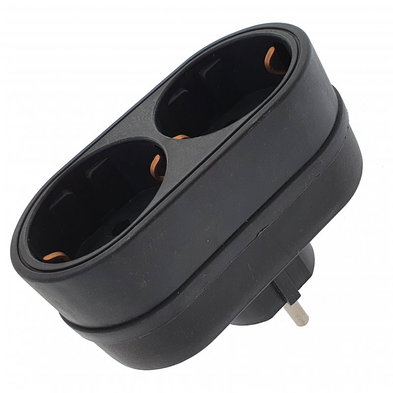 Eurobric Adaptador Schuko Doble Frontal 16A Negro | PcComponentes.com