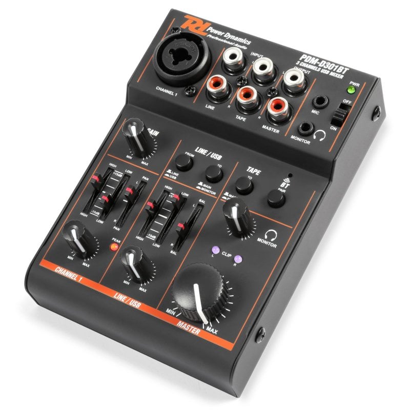 Power Dynamics PDM-D301BT Mixer de 3 Canales Mesa de Mezclas Bluetooth ...