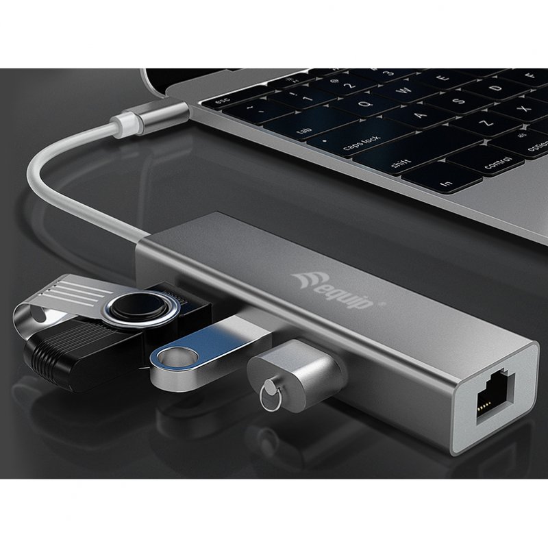 Equip Hub USB-C a USB 3.0 3 Puertos con Puerto Gigabit Ethernet ...