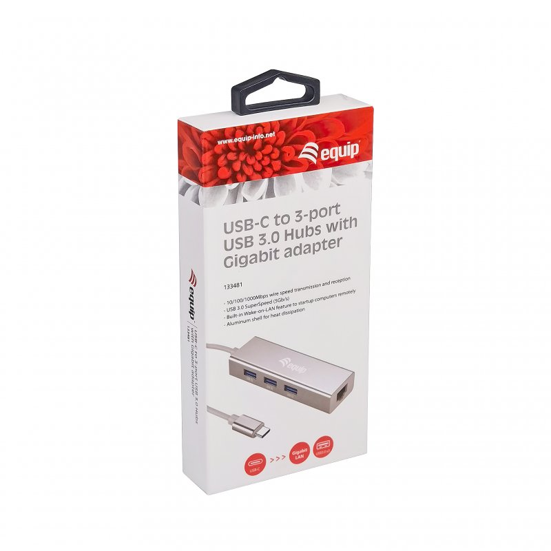 Equip Hub USB-C a USB 3.0 3 Puertos con Puerto Gigabit Ethernet ...