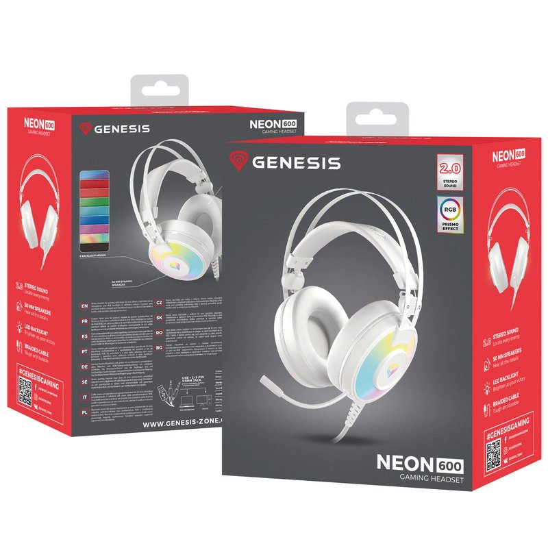 Genesis Neon 600 RGB Auriculares Gaming Blancos | PcComponentes.com